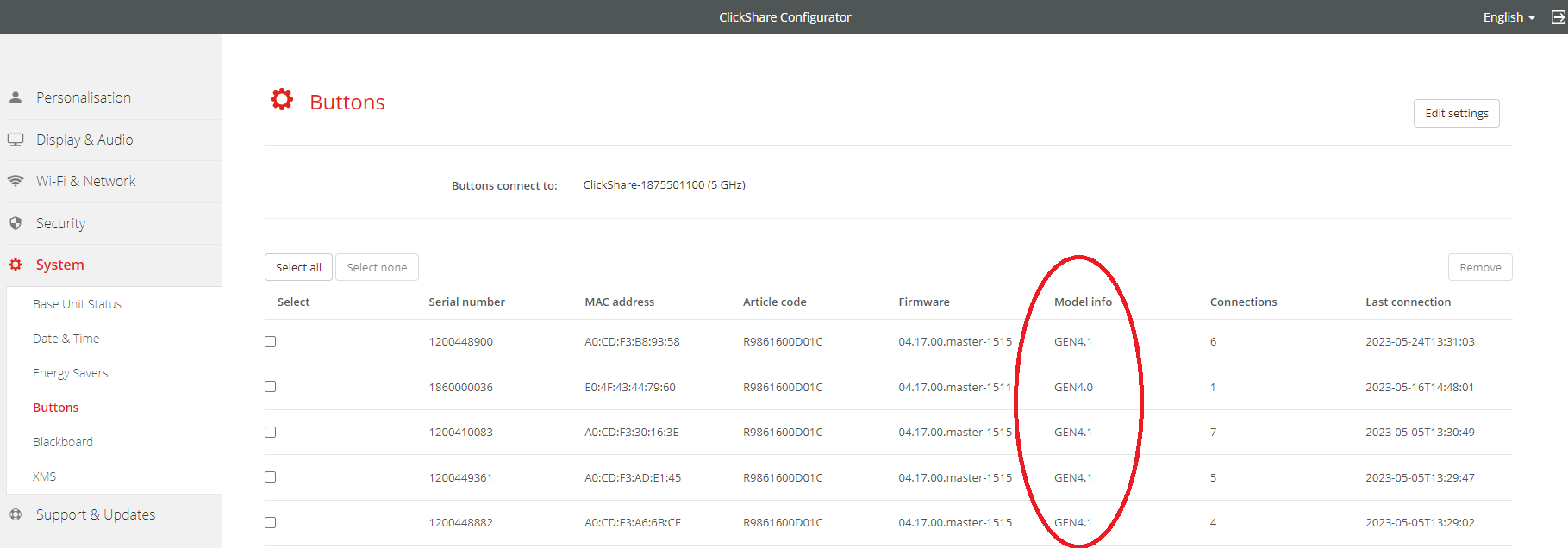 Checking the ClickShare (CX/C-series) Button models using with my Base ...